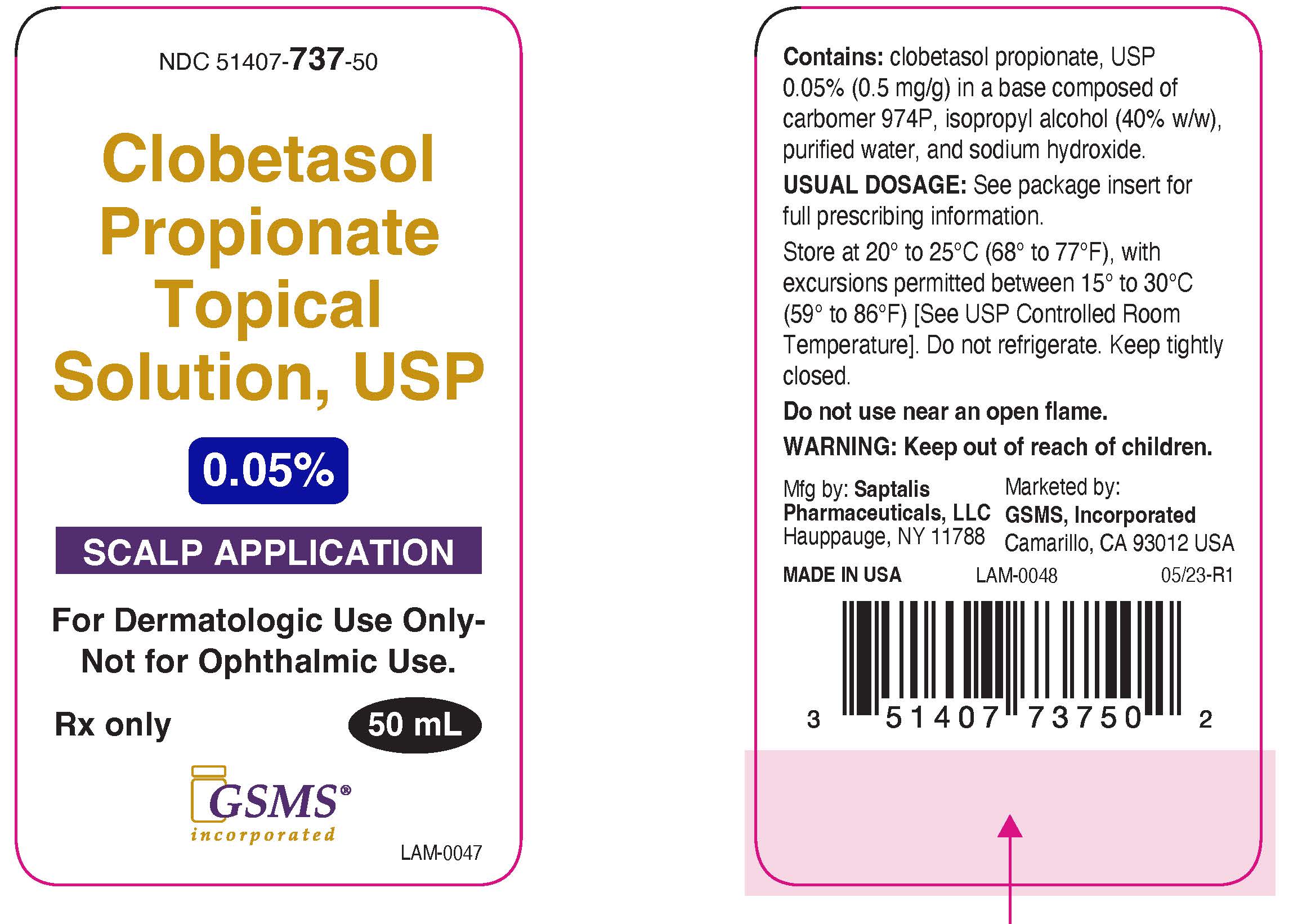 Clobetasol Topical Solution Package Insert Prescribing Info